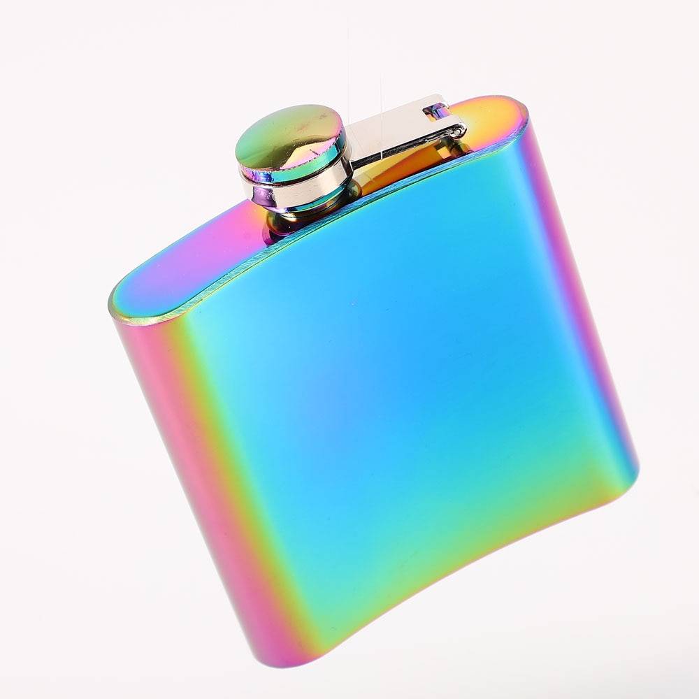 Rainbow Colored Stainless Steel Hip Flask 6oz - Style Review