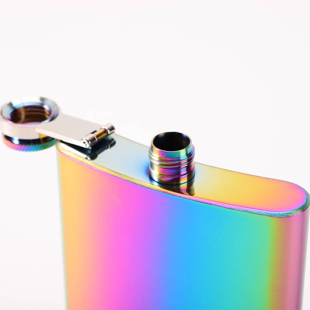 Rainbow Colored Stainless Steel Hip Flask 6oz - Style Review